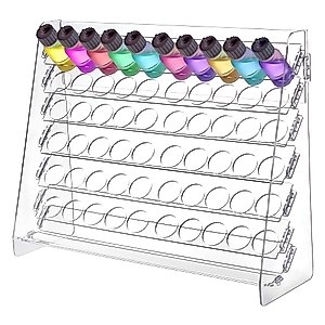 PH PandaHall Paint Rack Organizer 60 Holes Acrylic Paint Storage Organizer Stand Paint Holder with 6 Tier Stands Display Craft Paint Holder Display Risers for Miniature Paints, Hole: 1.27 inch