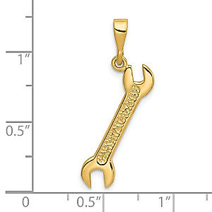 IceCarats 14K Yellow Gold Wrench Necklace Charm Pendant 30mm x 4mm Only