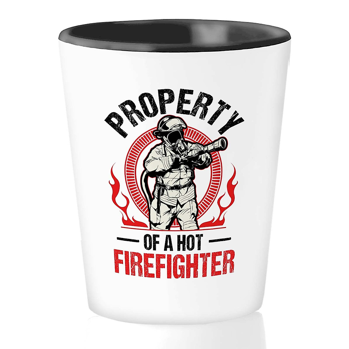 Bubble Hugs Firefighter Shot Glass 1.5oz - Property Of A Hot - Emergency Unit Firefighting Fire Academy Inspectors Profession Firetruck Sirens