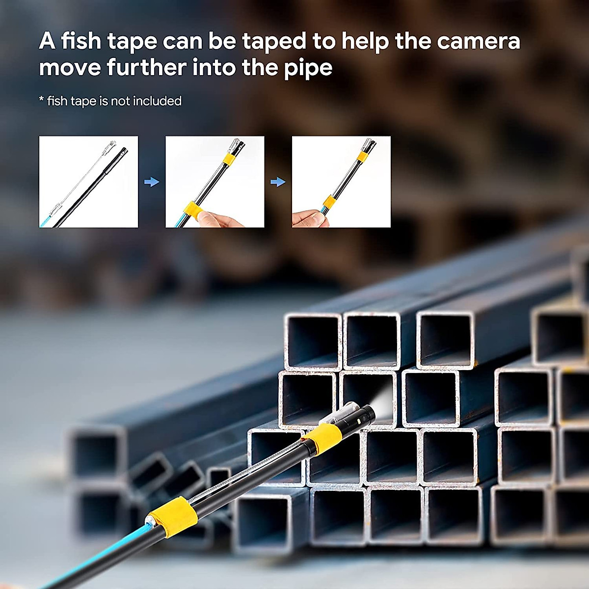 DEPSTECH Dual Lens Industrial Endoscope, 1080P Digital Borescope Inspection Camera, 7.9mm IP67 Waterproof Camera, Sewer Camera with 4.3" LCD Screen,7 LED Lights,16.5FT Semi-Rigid Cable,32GB Card-Black