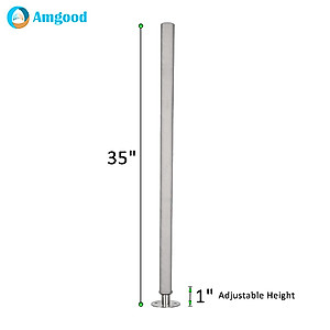 AmGood 35" Galvanized Steel Legs for Work Tables with Adjustable Stainless Steel Flanged Foot | Set of 4 Legs