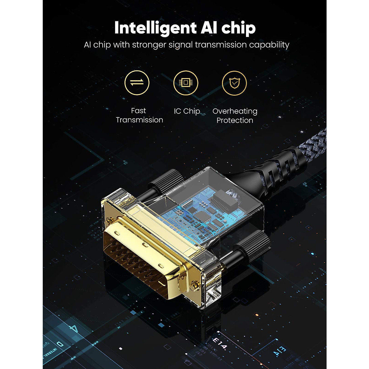 Capshi HDMI A to DVI Adapter Cable 6FT, High-Speed Gold-Plated Plug and Play Bi-Directional Nylon Braid 1080p, DVI to HDMI Adapter for Televison/Monitor/Video Card/Graphics Card