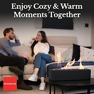 Houswise Tabletop Fire Pit - Concrete Outdoor & Indoor Fire Pit Tabletop, Smores Maker Kit, Table Top Firepit, Small Portable Mini Indoor Fireplace