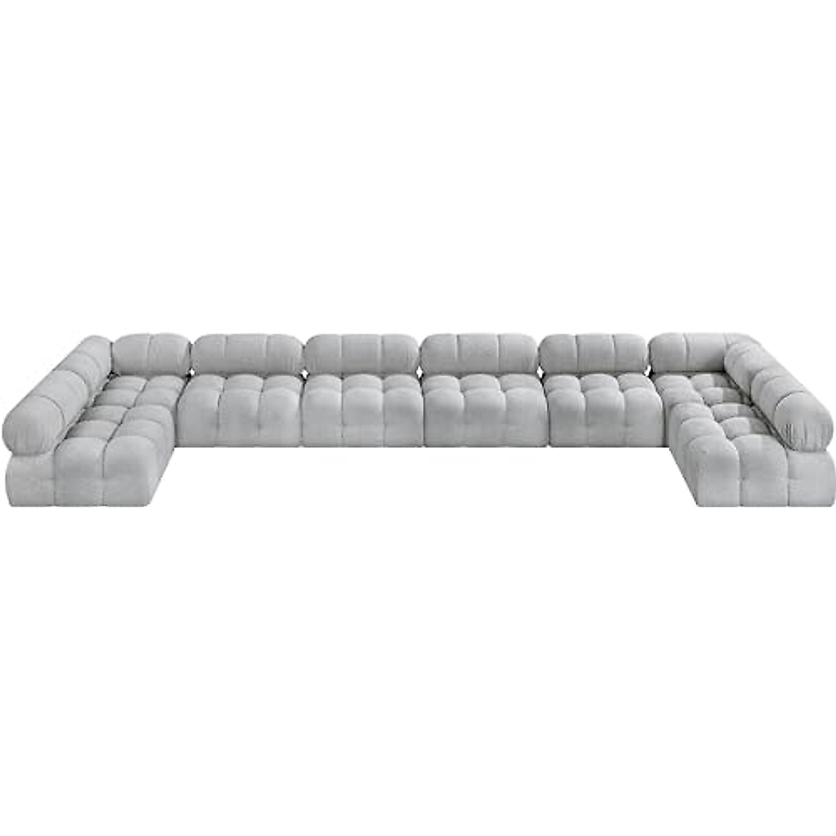 Meridian Furniture 611Grey-Sec8B Ames Collection Modern | Contemporary Modular Sectional with Rich Grey Boucle Fabric, Modular to Create Infinite Configurations, 204" W x 68" D x 28" H, Grey