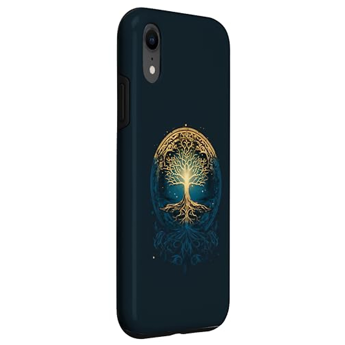 iPhone XR Odin Tree of Life Viking Valhalla Pagan Blue and Yellow Case
