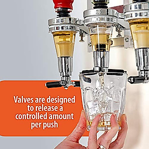 Wyndham House Liquor Dispenser - 4-Bottle Drinks, Alcohol Station - Wall-Mounted Cocktail Tap, Push-Release Valves, Rubber Suction Cups, Home Bar, Man Cave, Bartender Accessories