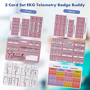 Lisol EKG Badge Cards - Nurse EKG Leads Badge Buddy Nursing ECG Caliper Tool Cardiac Rhythm Strips Interpretation Cheat Sheets for Badge ACLS Reference Card Ruler Medical Accessories Telemetry Reader