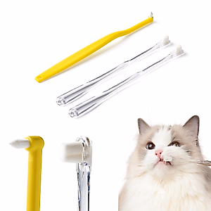 E.M&S.T by Emmeliestella Small Dog & Cat Toothbrush Micro Head, Mini Sized, Cat Dental Care, Pets Toothbrush, Oral Hygiene, Easy to Handle, Deep Clean, Extra Soft Bristles, Independent Packaging 3PCS