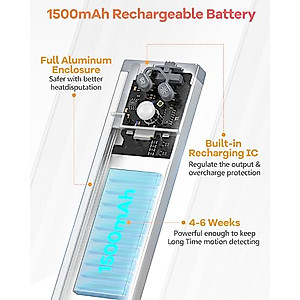 Under Cabinet Lights Rechargeable 40 LED Closet Lights, 3 Color Temperatures Dimmable Motion Sensor Lights Indoor, Wireless Magnetic Night Lighting for Kitchen, Wardrobe, Cupboard, Drawer, 2 Packs