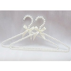 10 Pack Pearl Beads Metal Elegant Clothes Hangers Standard Hangers (White)