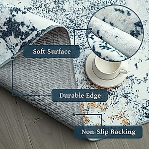 QD-Udreamy 5x7 Area Rugs, Machine Washable Rug 5' x 7', Ultra-Thin Abstract Modern Area Rug Stain Resistant Anti Slip Backing Rugs for Living Room Bedroom