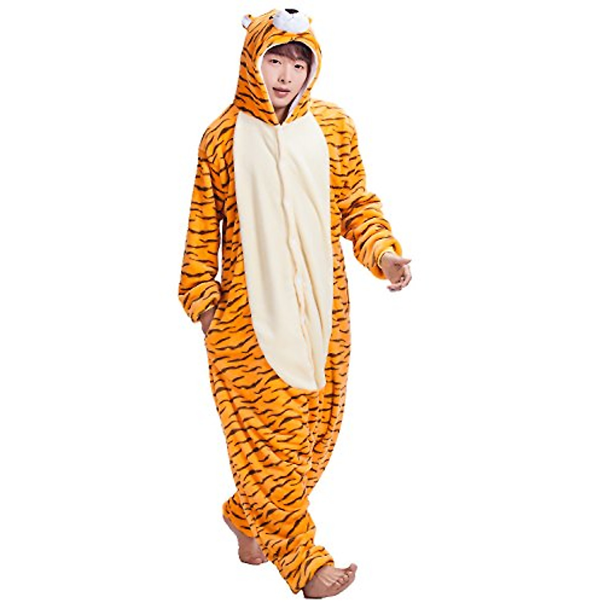 JJEUWE Adult Tiger Suit Pajamas Kigurumi Hoodie Jumpsuit Playsuit M