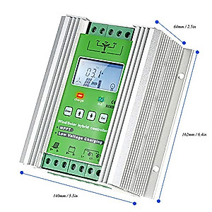 1000W Wind Solar Hybrid Charge Controller ，Off Grid MPPT Wind Turbine Solar Charge Controller Hybrid Controller 600W Wind and 400W Solar Panel 12V/24V Auto Distinguish