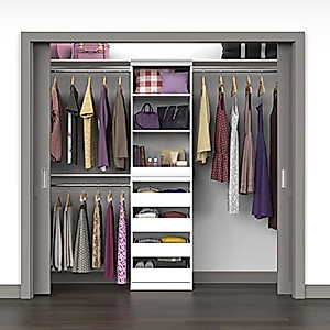 ClosetMaid Modular Shelf & Hang, Wood Organizer Adjustable Closet, Add On Storage Accessory, White, Shelf and Hang Rod Kit