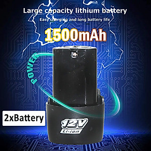 ZhanGe Cordless Ratchet Wrench 3/8 Inch Impact Wrench Electric Cordless Wrench 12V 40Nm 2X Battery+Charger