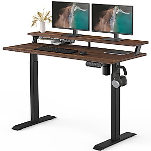 Fenge Electric Standing Desk, 48 x 24 Inches Quick Install Height Adjustable Desk with Drawer, Computer Stand Up Desk Sit Stand Desk Workstation for Home Office