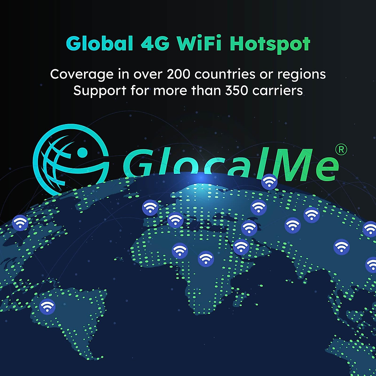 GlocalMe DuoTurbo 4G LTE Portable WiFi Hotspot for Travel in 200+ Countries, Mobile Hotspot Device with Global 1GB & Local 10GB Data 30Days, SIMFREE and Dual Modem, 10 Devices Connected(White)