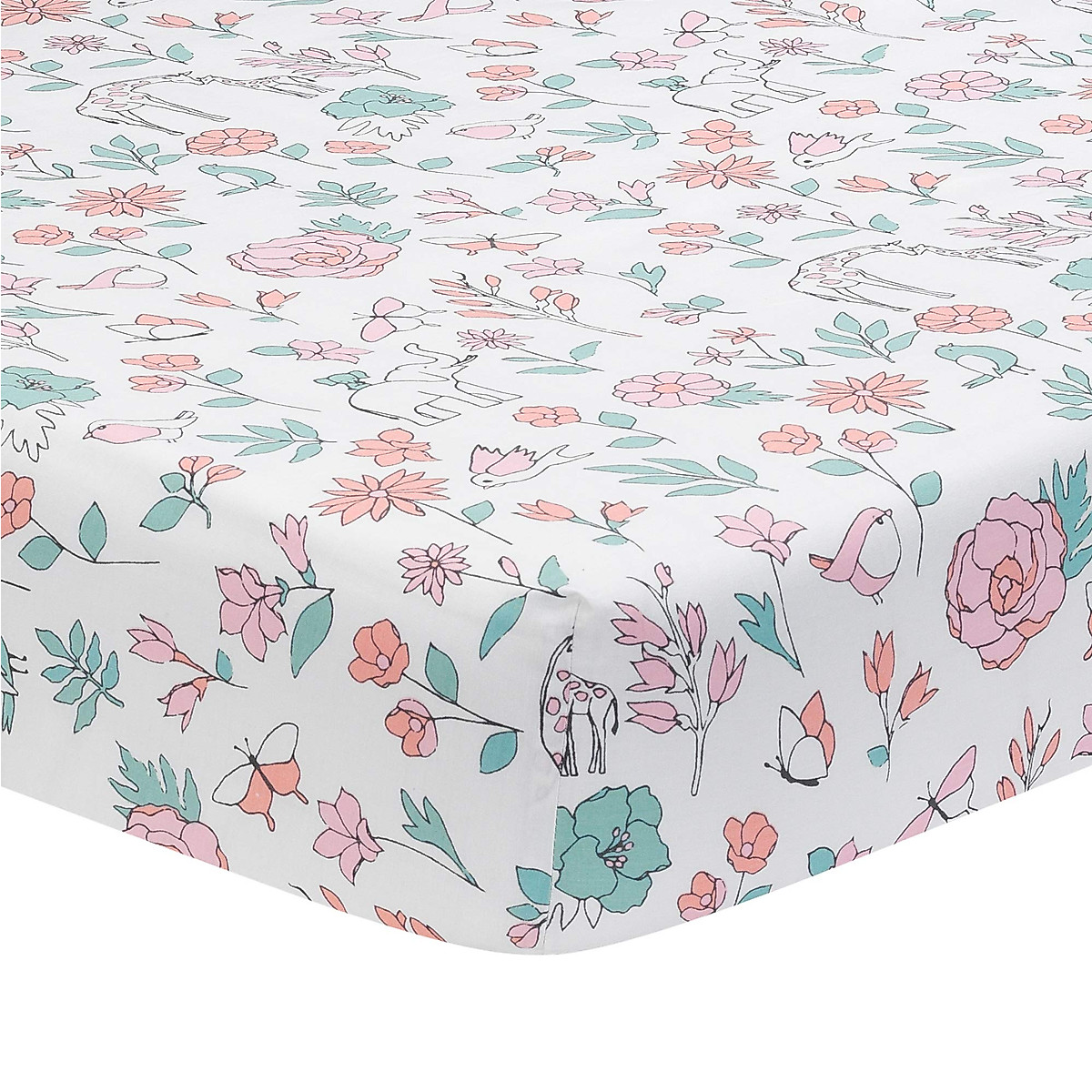 Lambs & Ivy Giraffe and a Half Pink/Gray 4-Piece Nursery Baby Crib Bedding Set