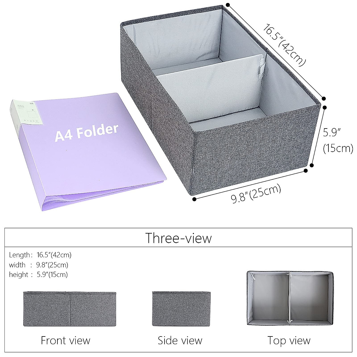 iwill CREATE PRO 2 PCS Drawer Organizer Cubes, Drawer Storage Baskets for Bedroom, Living Room, Shelves, Closet, Black Gray