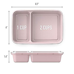Bentgo Prep 2-Compartment Meal-Prep Containers with Custom-Fit Lids - Microwaveable, Durable, Reusable, BPA-Free, Freezer and Dishwasher Safe Food Storage Containers - 10 Trays & 10 Lids (Blush Pink)