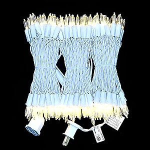 JinBest 150 LED Warm White Christmas Lights, White Wire String Lights 50ft, UL Certified and Commercial LED Fairy Lights, for Indoor Outdoor Party, Garden, Patio.