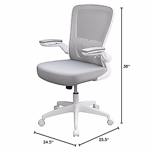 Boss Office Products Mesh Task Chair with Flip Up Arms, Grey/White