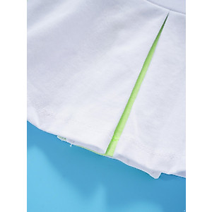 Loodgao Kids Girls Pleated Tennis Golf Dress Workout Outfits Solid Color Sleeveless Sports Dress with Shorts White 6 Years