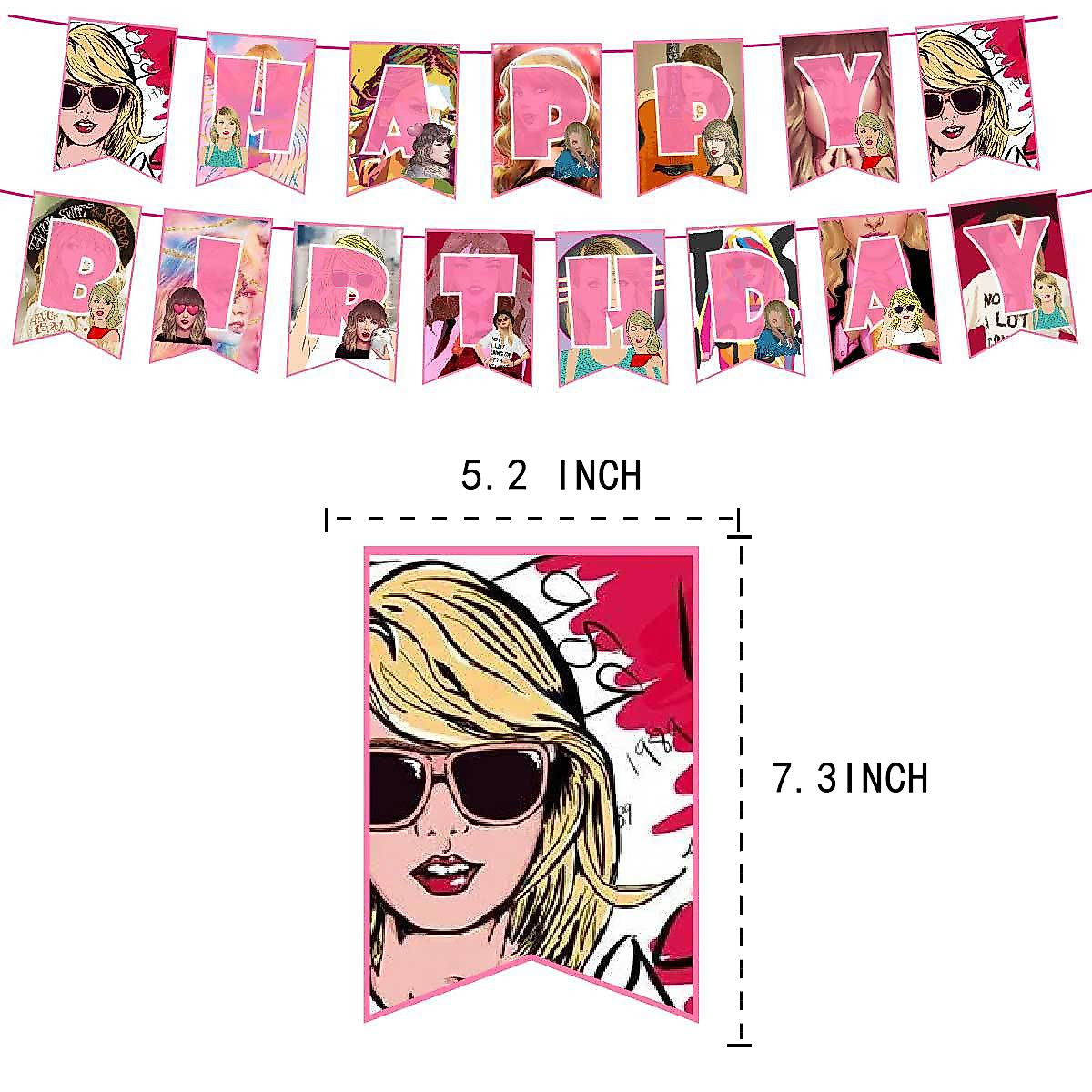 Celebrate Birthday Party Taylor Swift Style - Party Decorations Including Banner, Balloons, Cake Topper, and Cupcake Toppers