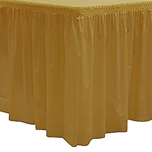 Party Essentials Plastic Table Skirt, 2-Count, 29" W x 8' (96") L, Metallic Gold