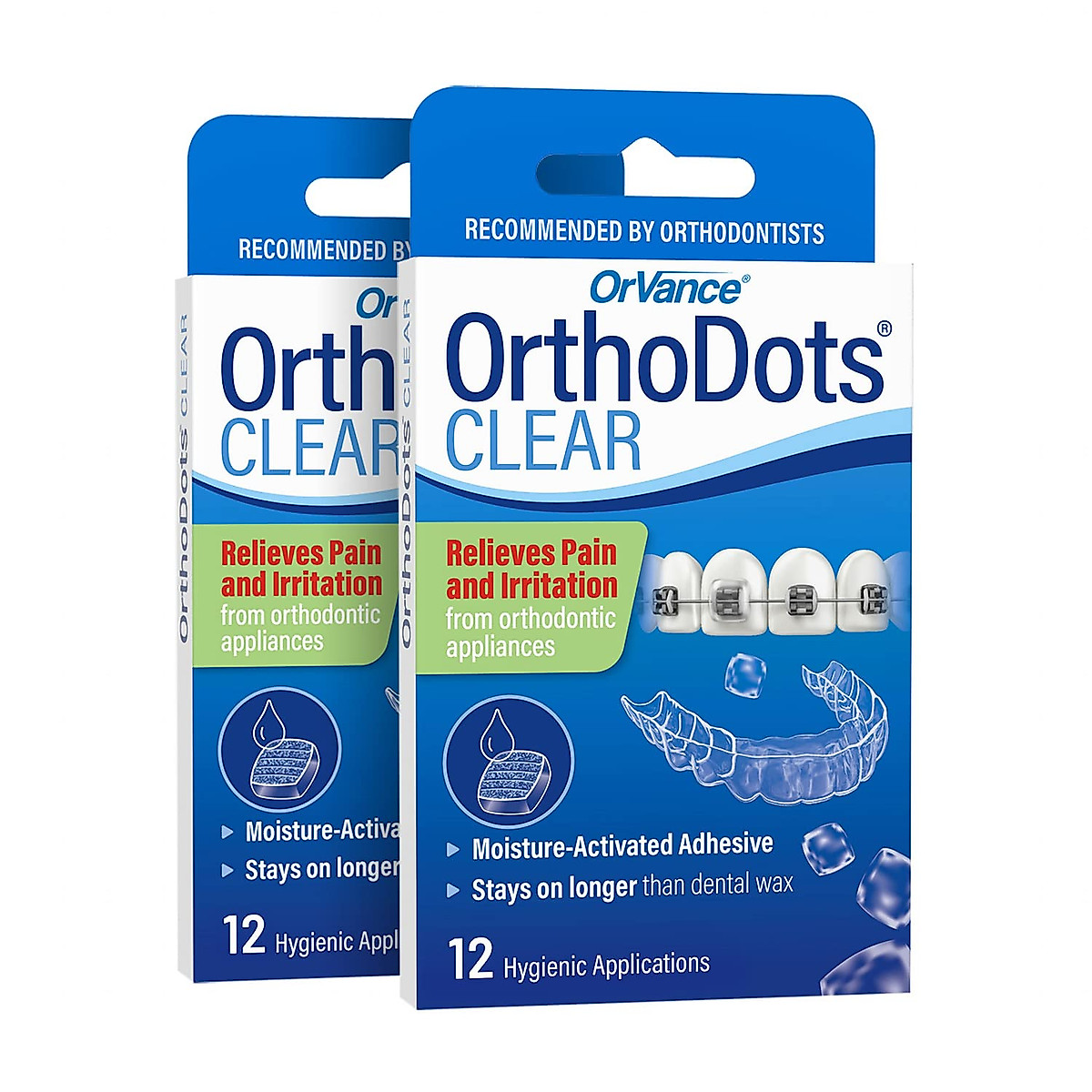 OrthoDots CLEAR – Moisture Activated Braces Wax Alternative for Pain Caused by Braces, Clear Aligner Trays, and Other Orthodontic Appliances. OrthoDots Stick Better and Stay on Longer than Dental Wax.