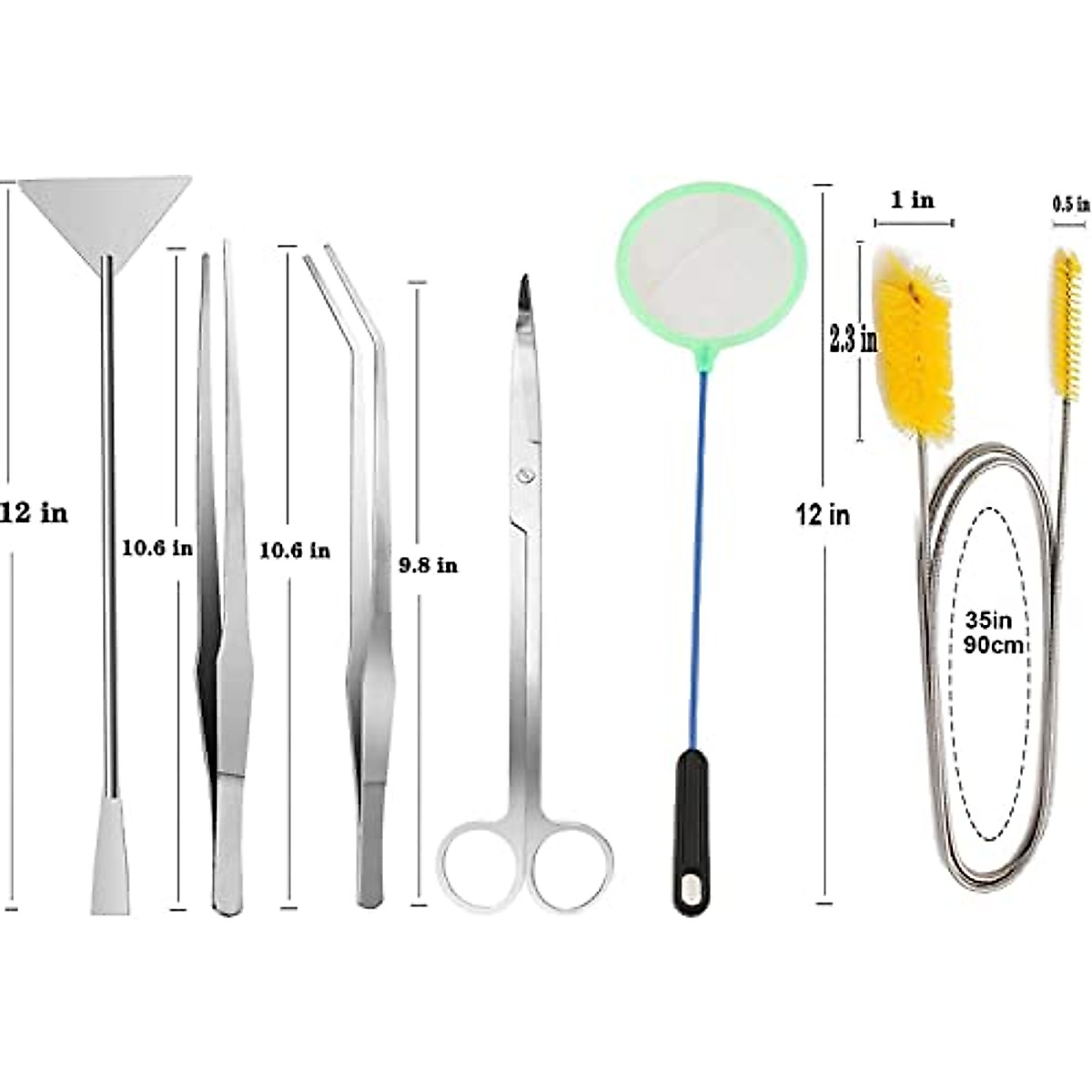 Lxiyu 7 in 1 Aquarium Aquascaping Tools Kits,Stainless Steel Aquarium Plant Tools Tweezers Scissors Scrapers for Aquarium Tank Clean Fish Tank Aquascape Tools Sets