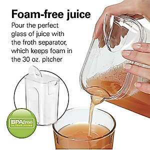 Hamilton Beach Premium Juicer Machine, Centrifugal Extractor, Big Mouth 3" Feed Chute for Whole Fruits and Vegetables, Easy Clean, 2-Speeds, BPA Free Pitcher, Holds 30 oz. - 700W Motor, Silver (67840)