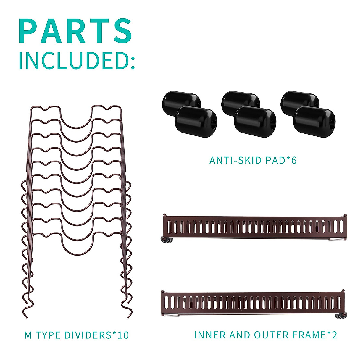 Drengdrau Expandable Pots and Pans Organizer Rack, Adjustable Pot Lid Organizer Holder, Cutting Board Organizer with 10 Dividers for Kitchen Counter Cabinet Bakeware Organizer, Bronze