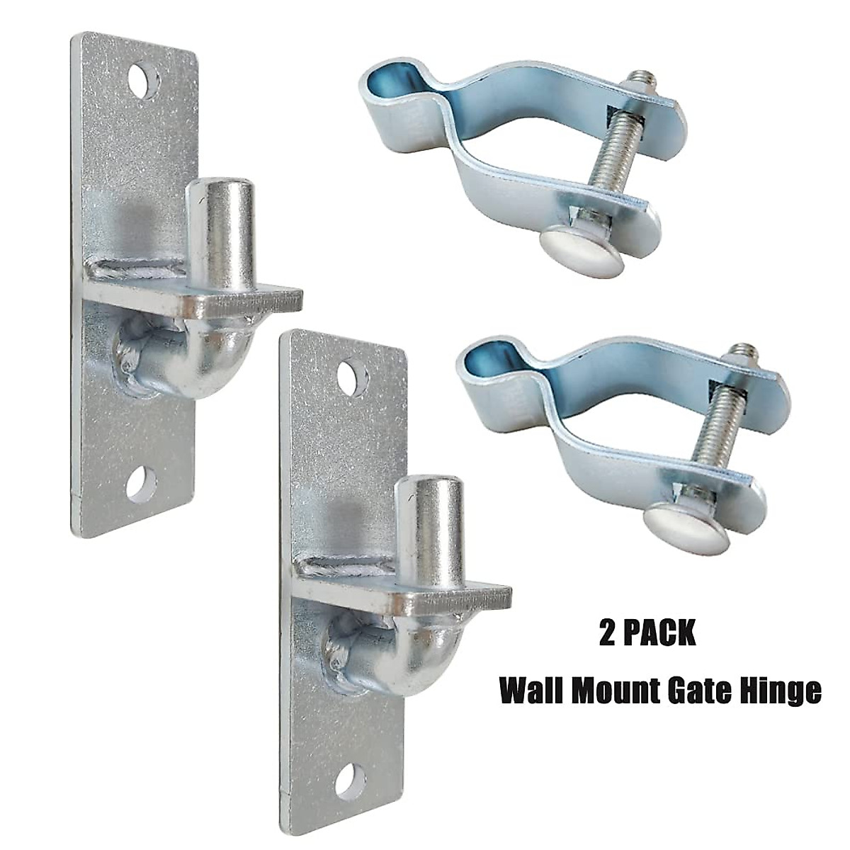 2 Pack 1-3/8 Inch Wall Mount Gate Hinge Metal Hinges Fence Post Chain Link Fence Frame Hinge Outdoor Gate Hardware (Screws Included)