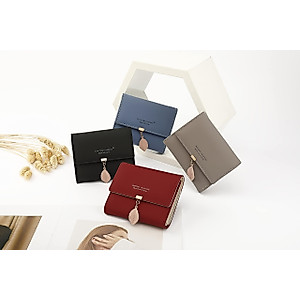 CALIYO Wallets for Women, Leaf Card Holder Trifold Small Wallets for Women , Silm Wallets Zipper Coins Pocket with ID Window,Pink