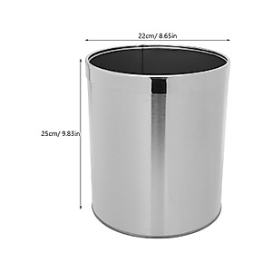 Cabilock Stainless Steel Trash Can Round Wastebasket Garbage Container Bin with Ring Open Top Recycle Bin Trash Waste Container for Home Office Kitchen Restaurant Restroom