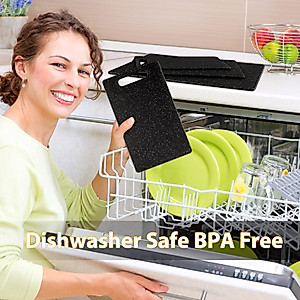 Plastic Cutting Board Set of 3, Kitchen Cutting Board, Dishwasher Safe, Easy to Clean and Grip Chopping Boards for Meat Veggies, 3 Size (Black)