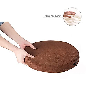 Big Hippo Memory Foam Chair Pads Round Chair Cushions Non Slip Seat Cushion for Dning Room Kitchen Bar Stool, Brown 16"