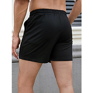 GORGLITTER Men's Cartoon Graphic Running Workout Shorts Drawstring Waist Track Shorts with Pockets Black Cartoon Medium