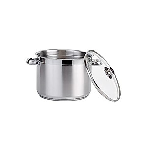 Vinod 6 Liters/6.3 Quartz Stockpot Stainless Steel With Tempered Glass Lids | Dishwasher Safe | Large Cooking Pot For Indian Food, Soup, Stew | Induction-Ready | 22cm | Food Grade Stainless Steel