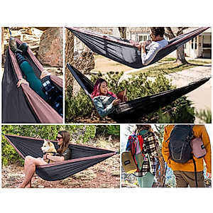 Kootek Camping Hammock Single Portable Hammocks Camping Accessories for Outdoor, Indoor, Backpacking, Travel, Beach, Backyard, Patio, Hiking, Charcoal Rose