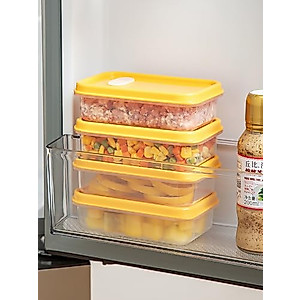 Naranqa Food Storage Containers Bins 1.5 Cup Mini Vegetable Organizer with Lid Clear Fridge Crisper Keep Food Fresh Kitchen Organizer Bins (Yellow 2pack-MINI)