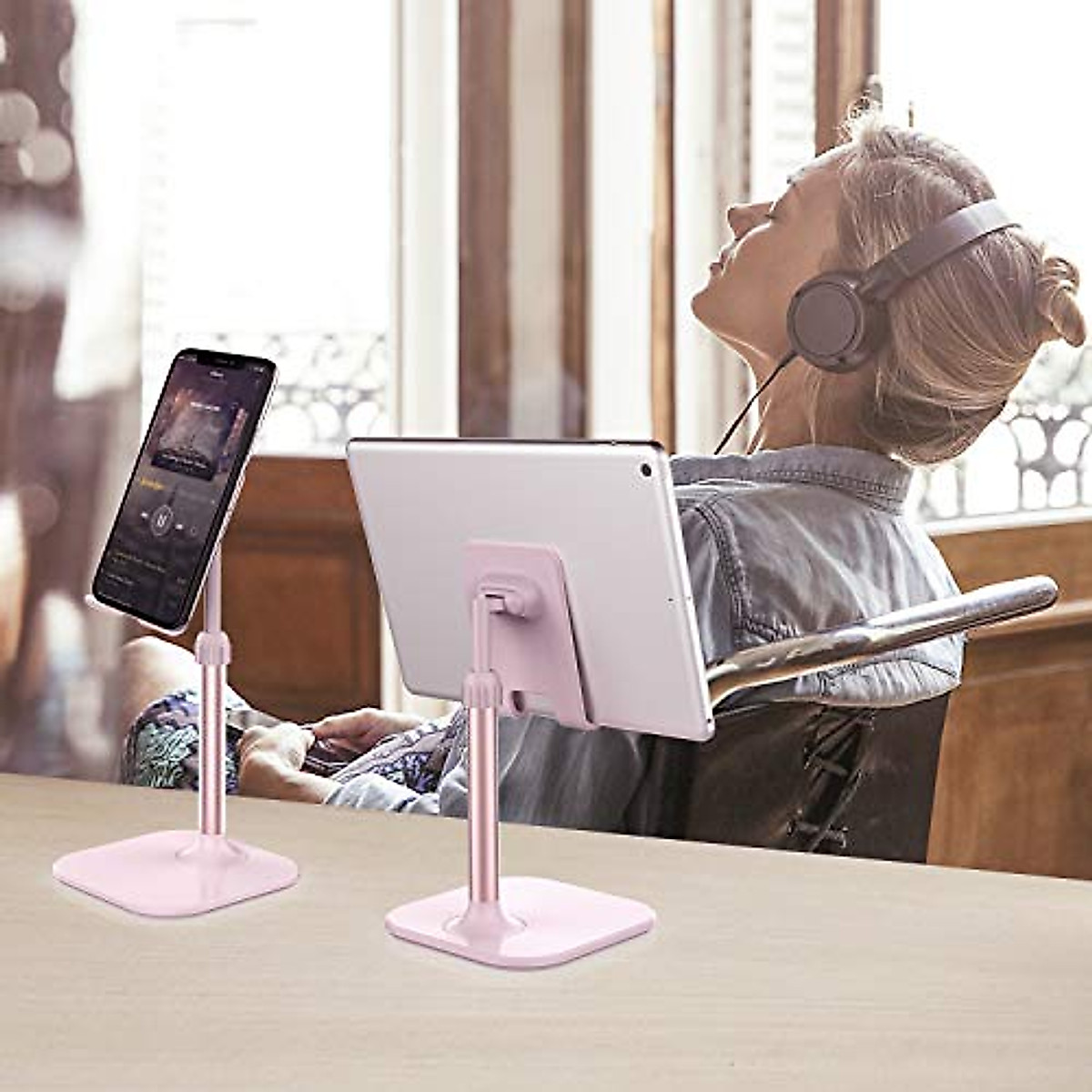 Doboli Cell Phone Stand, Phone Stand for Desk,Phone Holder Stand Compatible with iPhone and All Mobile Phones Tablet Pink