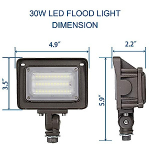 DAKASON 30W LED Flood Light Outdoor, Dusk-to-Dawn Photocell 180° Adjustable Knuckle, 3900LM 5000K Replaces 100W HPS/MH, IP65 Waterproof Outdoor Security Lighting Fixture, 100-277Vac, ETL Listed
