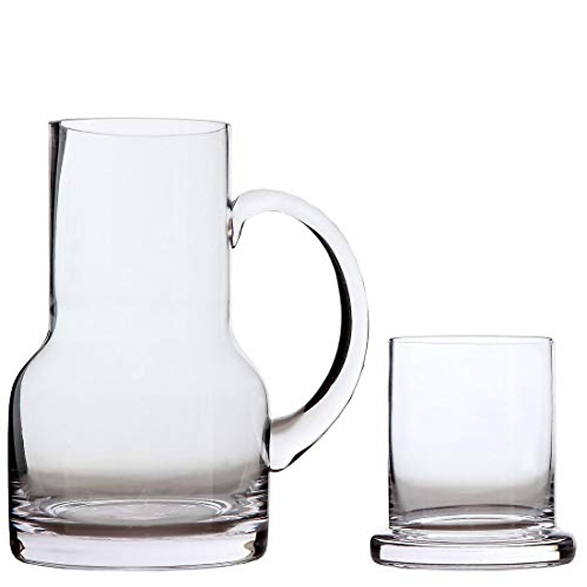 Lily's Home Bedside Night Water Carafe with Tumbler Glass and Handle, Use in Bedroom Bathroom, or Kitchen, Use Cup as Lid, 16 Ounces