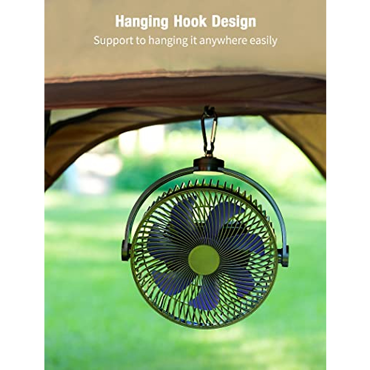 Koonie Standing Fan, 10000mAh Portable Rechargeable 8'' Battery Powered Pedestal Fan with Tent Hook 37Hours Working Time Adjustable Tripod 4 Speeds Fan for Bedroom Travel Fishing Beach Camping