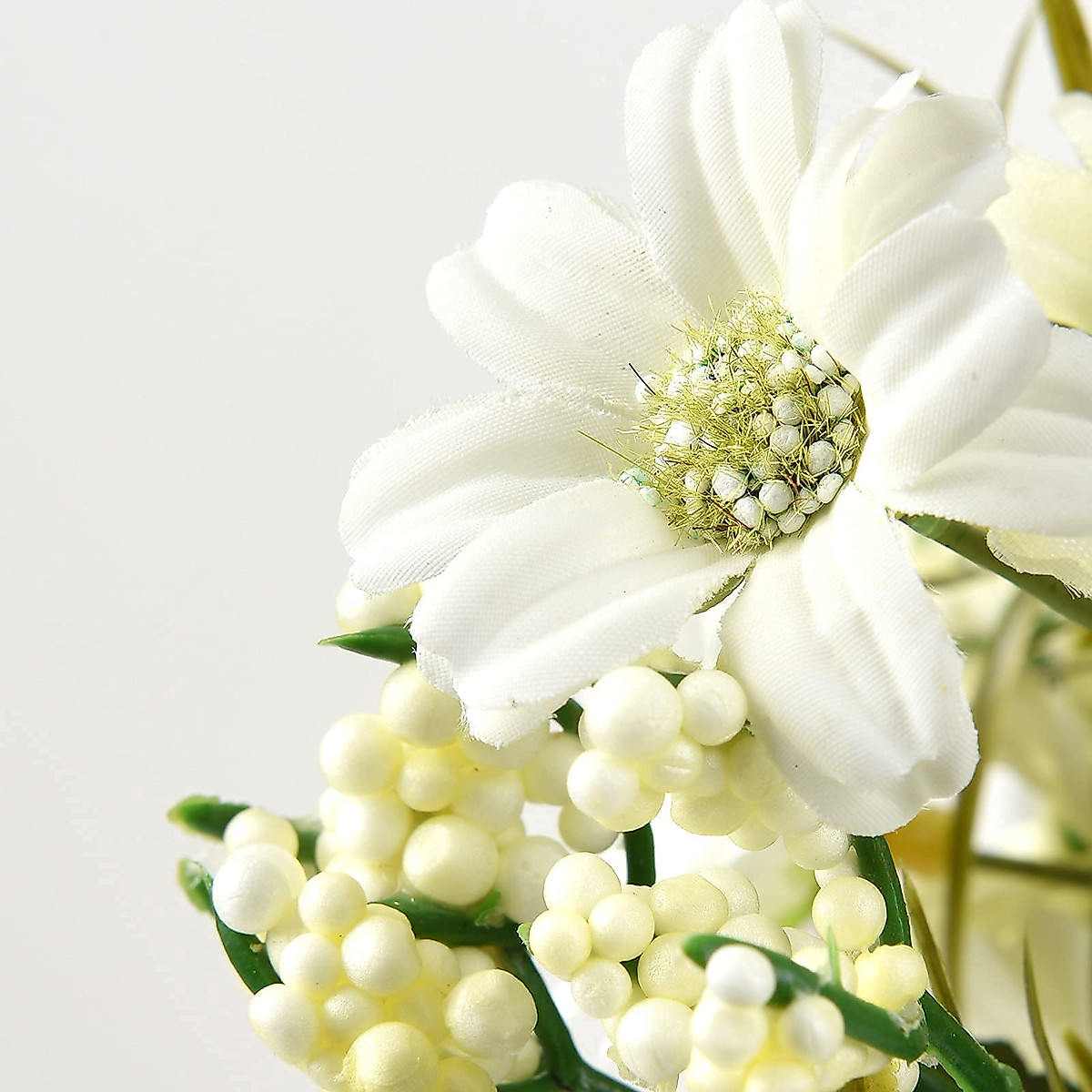 Wofair 6 Packs 14 Inch Artificial Daisy Flowers Bouquet, Fake Silk Flowers with Plastic Stem Leaves UV Resistance, Fake Greenery Plants Shrubs Bushes for Home Office Store Garden Decor (White)