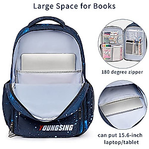 Youngsing Boys Backpacks,Backpack for Boys Kids Backpack Elementary Middle School Bookbags 17.7 inch Large Capacity Lightweight Backpacks boys(Blue)