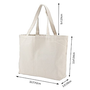 Segarty 6 Packs Canvas Tote Bag with Zipper, 16x15 inch Bags with Handle Reusable Washable Grocery Shopping Bags Plain Bags for Women Teacher Kids DIY Art Crafts Painting Embroidery Decoration