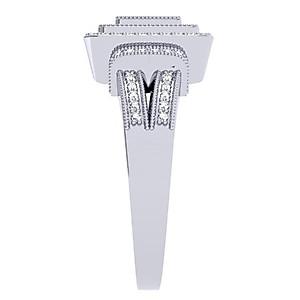 Dazzlingrock Collection 0.33 Carat (Cttw) Sterling Silver Round Diamond Women Split Shank Promise Ring 1/3 CT, Size 7